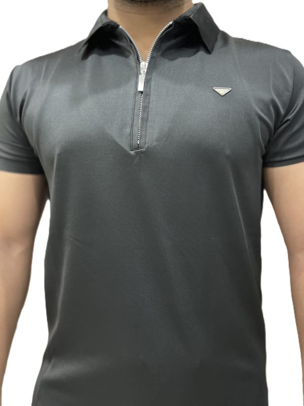 Men’s Premium Black Stitchless Tracksuit – Half-Zip Polo & Pants Set ...